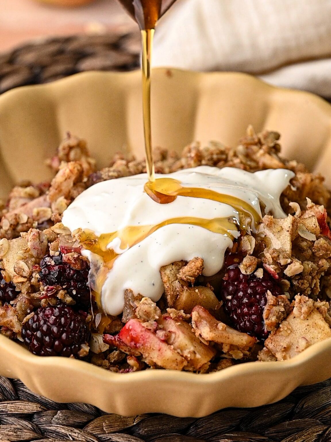High Protein Apple Blackberry Crisp - Make It Brunch